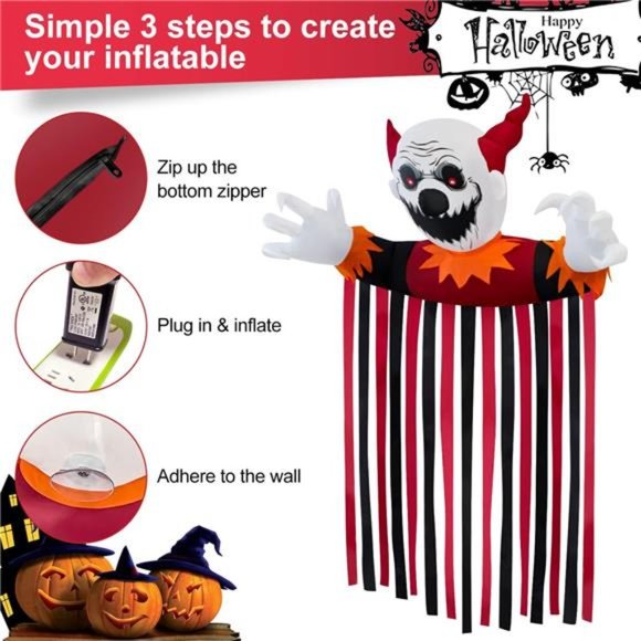 Holiday | 5ft Clown Hug Inflatable Door Curtain Halloween Inflatable ...
